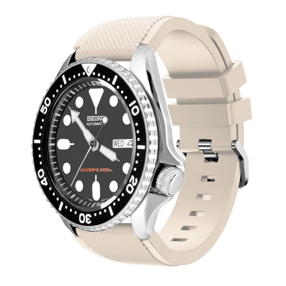 22mm Watch Band For Seiko Diver's Watch Soft Rugged Silicone Quick ...
