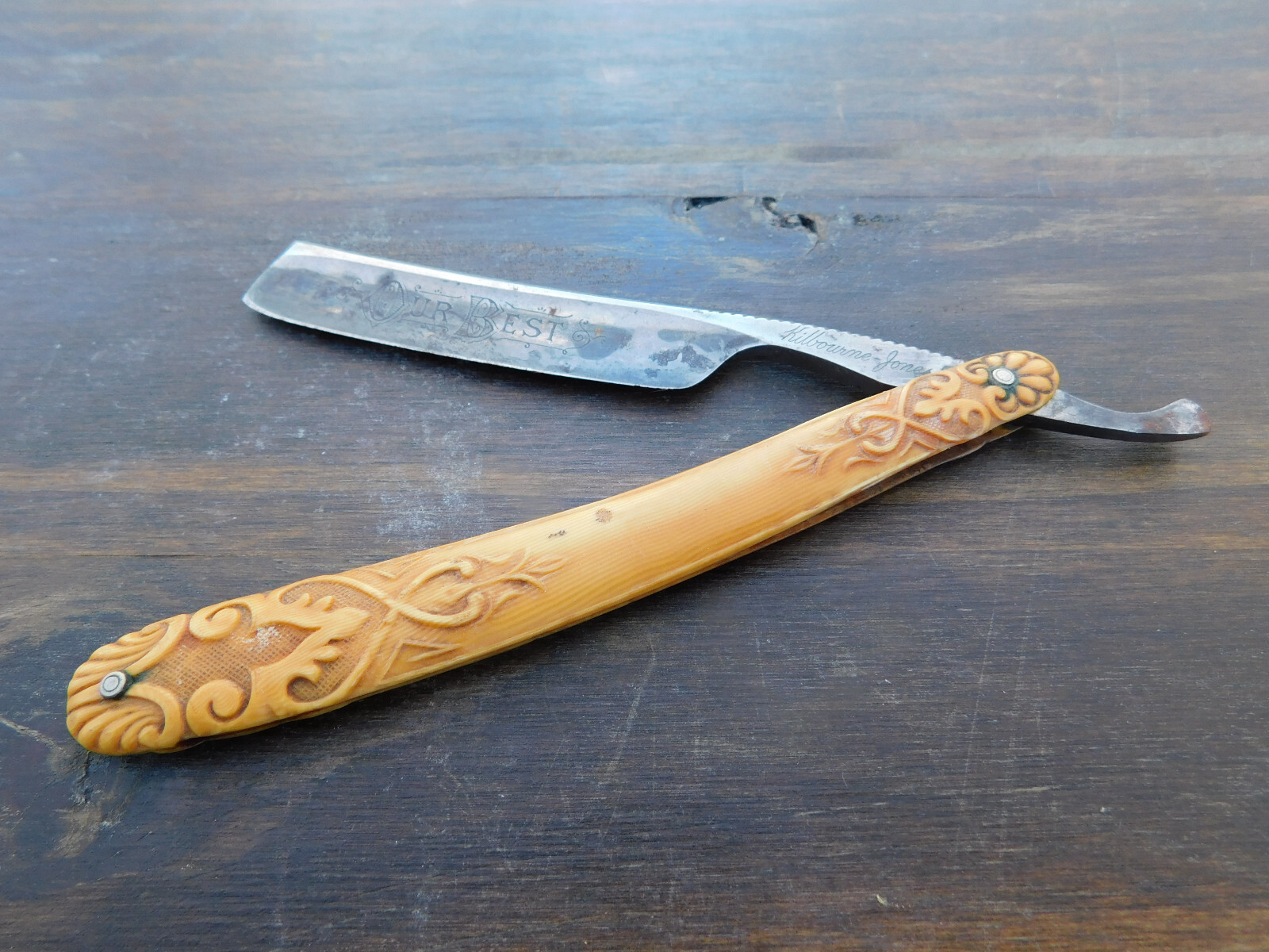 Antique Straight Razor Hillbourne-Jones Our Best with Ornate Hand ...