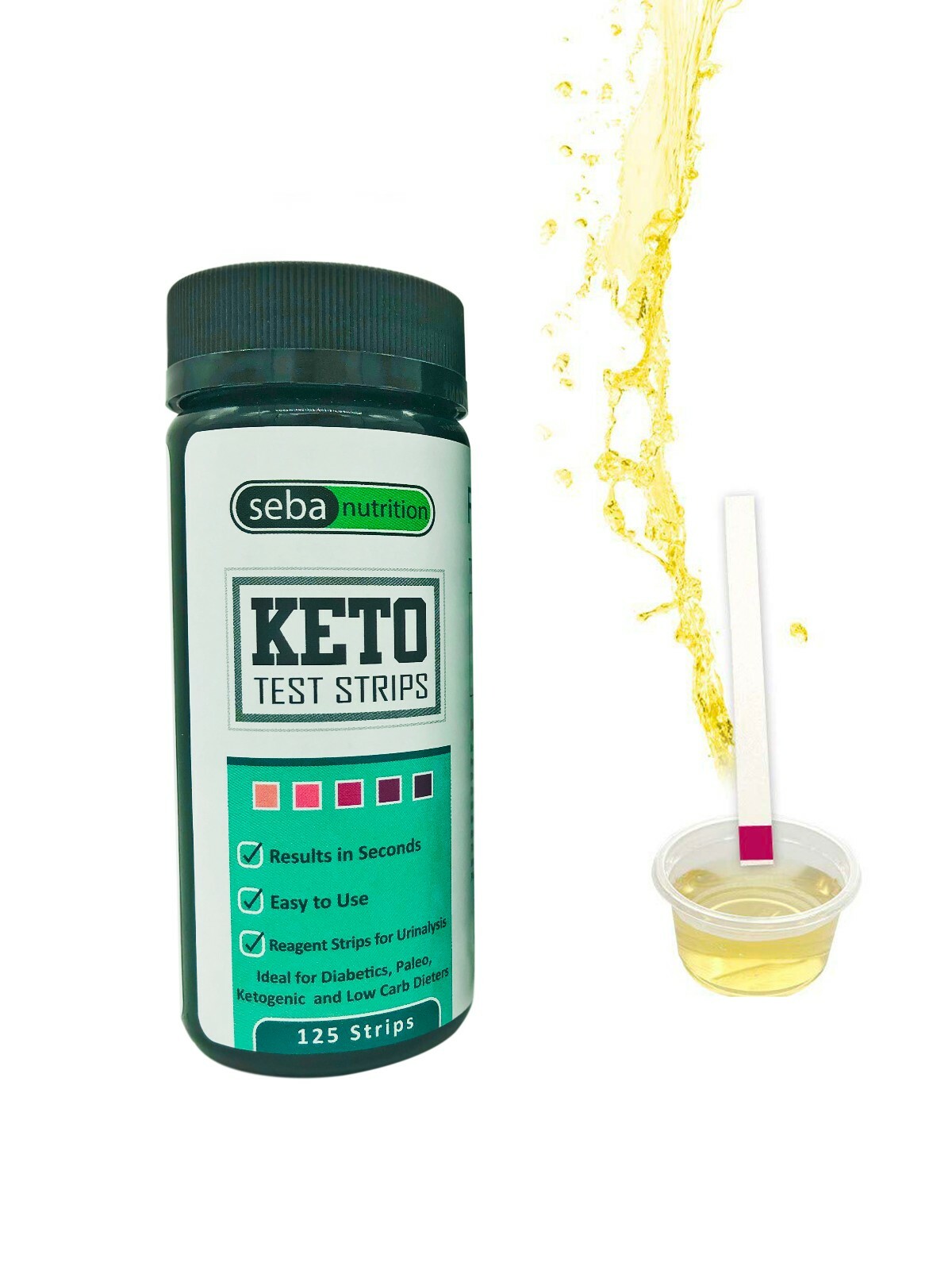 Seba Nutrition -Ketone Test Strips -125 Urine Ketosis Test Sticks ...