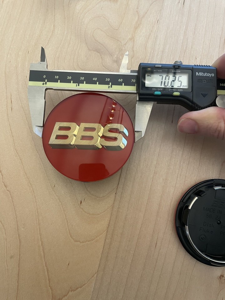 BBS Wheel Center Caps Genuine Emblem Red Gold 3D Logo 56.24.120 Set ...