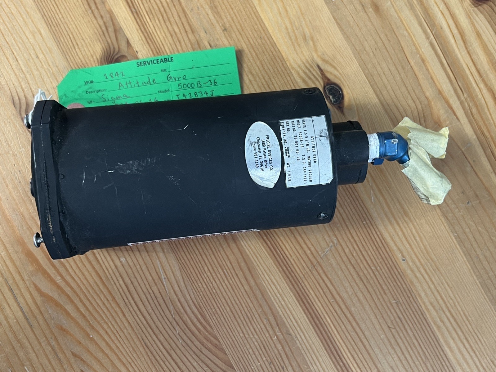 Sigma-Tek Attitude Gyro Indicator 5000B-36 / 23-501-06-1 Serviceable ...