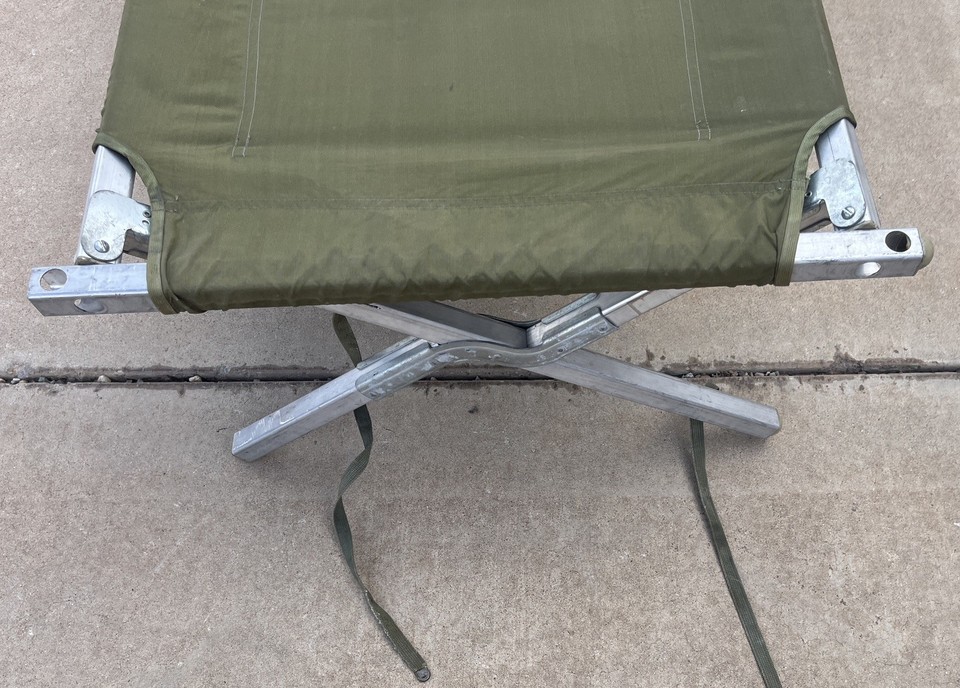 Army Military Cot Folding Metal Frame Camping Heavy Duty Vintage | eBay