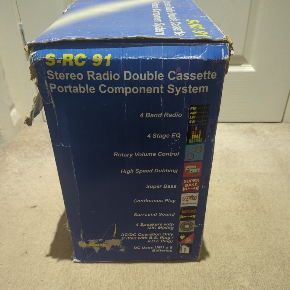 Academy Vintage 80s/90s Stereo Boombox, Radio, Tape and Speakers | eBay UK