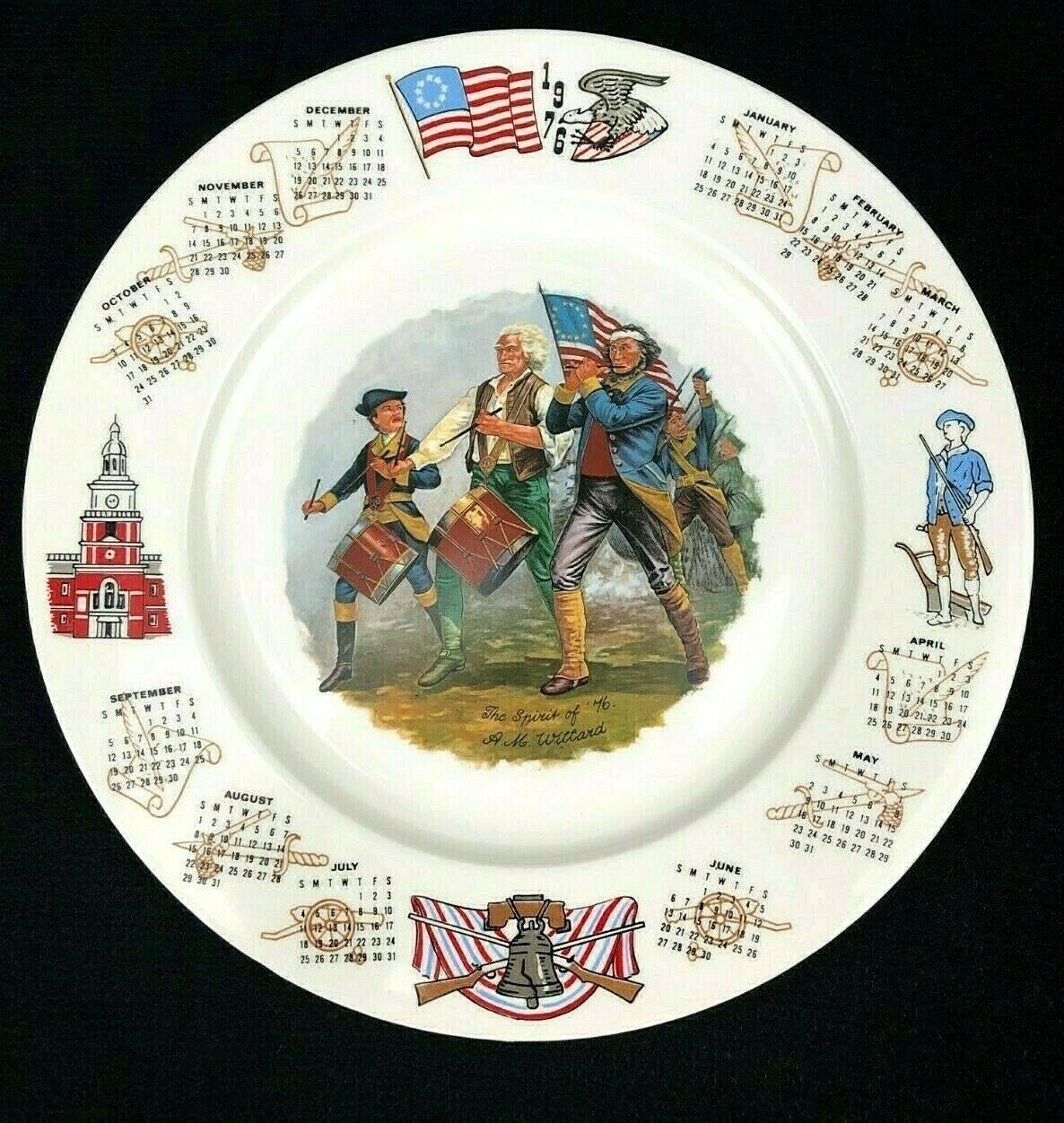 "The Spirit of '76 A M Willard" 1976 Calendar Plate Patriotic Flag ...