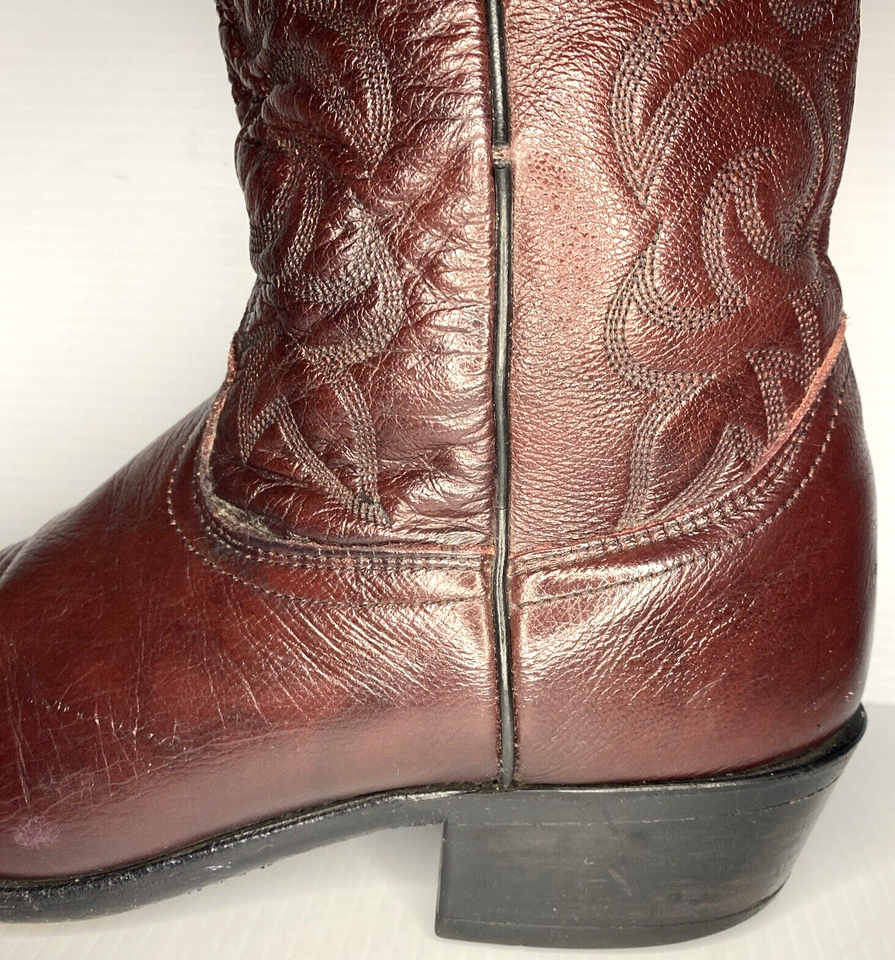 J Chisholm Boots Black Cherry Western Cowboy Leather Toe Tap Mens 10.5 ...