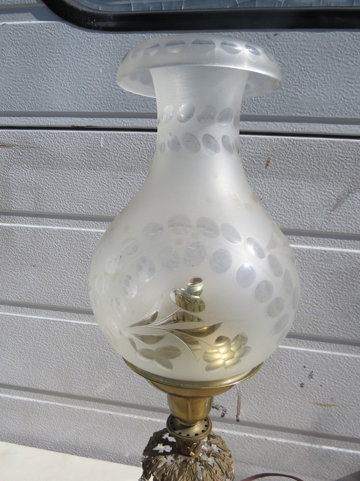 Antique astral lamp with antique Sandwicck Glass shade | eBay