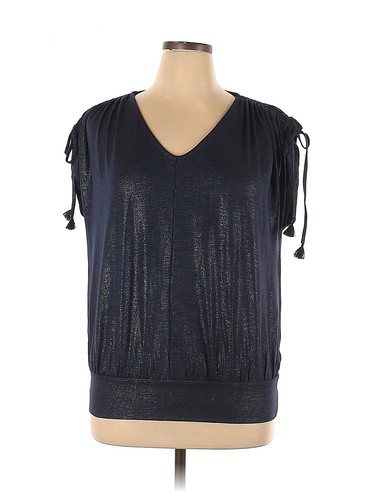 NWT JM Collection Women Blue Short Sleeve Top XL | eBay