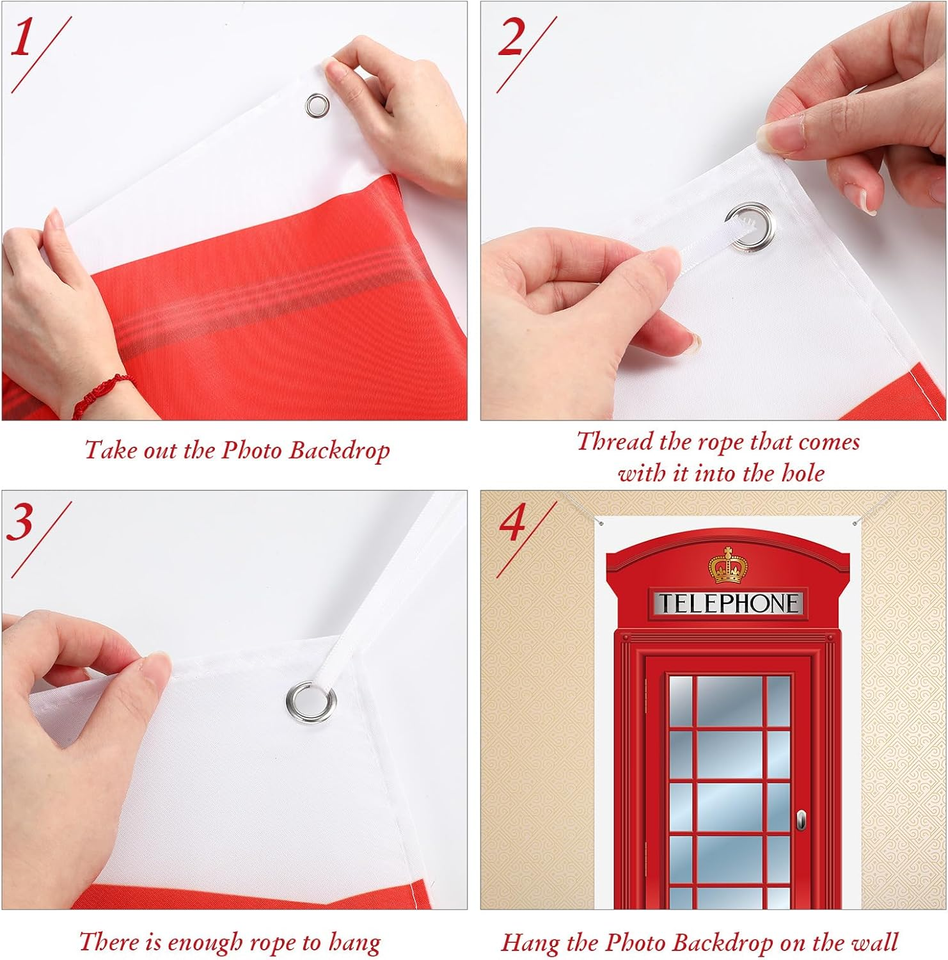 English Booth Door Cover, Large Fabric Red Telephone Box Door Cover Home Jointe | eBay