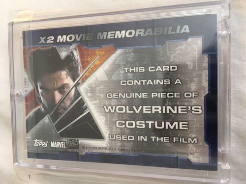 Wolverine X-Men Memorabilia Worn Costume Relic Hugh Jackman Topps Card ...