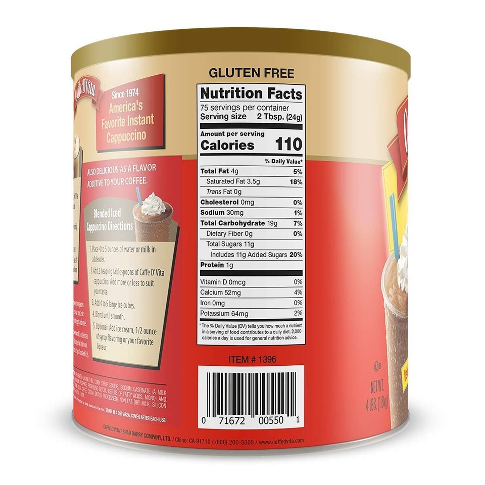 Caffe D'vita Mocha Cappuccino Mix - Mocha Powder Mix, Instant ...