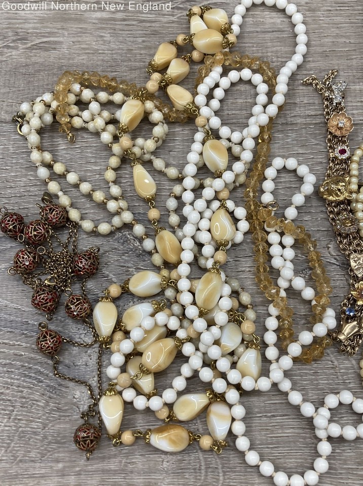 Vintage Costume Jewelry Lot w. Sparkle Crystal Perfume Bottle Necklaces ...