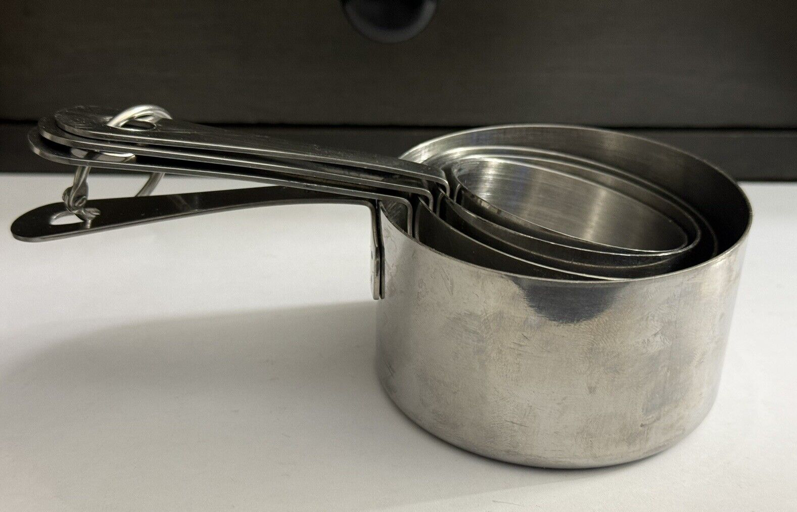 Oneida Stainless Steel 4pc Measuring Cup Set 1 Cup, 1/2 Cup, 1/3 Cup, 1 ...