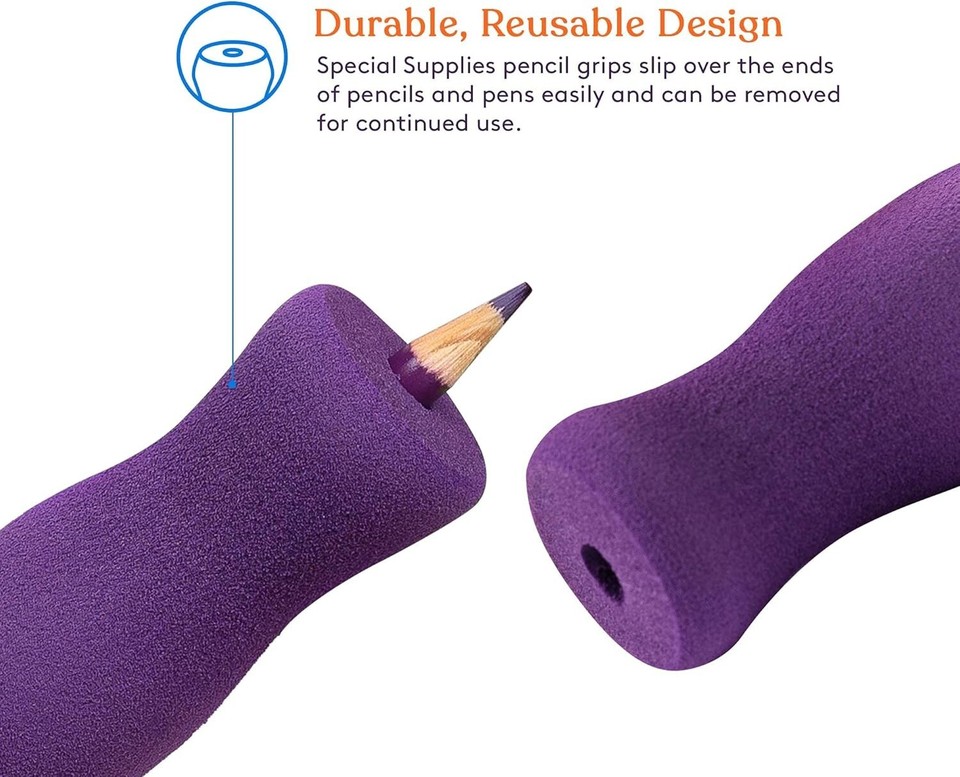 Special Supplies Long Foam Pencil Grips for Kids and Adults Colorful ...