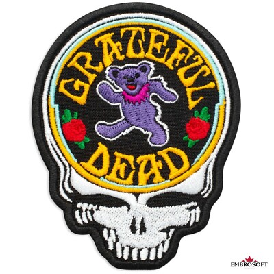 Grateful Dead Skull and Bear Logo Music Rock Band Embroidered Patch ...