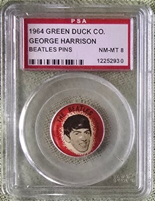 1964 Green Duck Co. Beatles George Harrison Pin PSA NM-MT 8 Super High ...