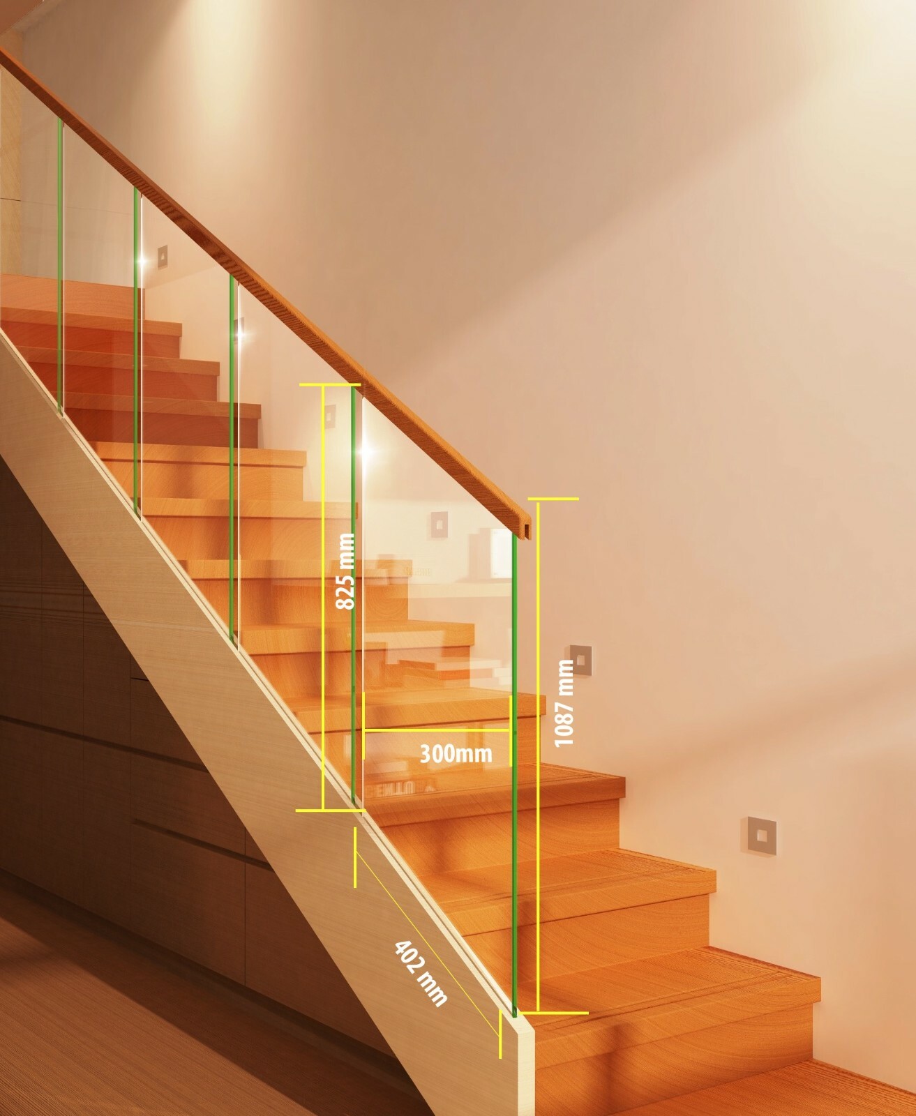 Toughened Glass Stair Panels - Rake and Landing Slotted Handrails | eBay UK