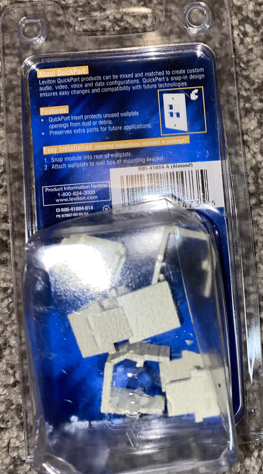 Leviton 41084-A Quickport snap in blank inserts 6-Pack Almond E Bay Box ...