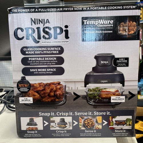 Ninja Crispi 4-in-1 Portable Glass Air Fryer Cooking System 4QT & 6 Cup ...