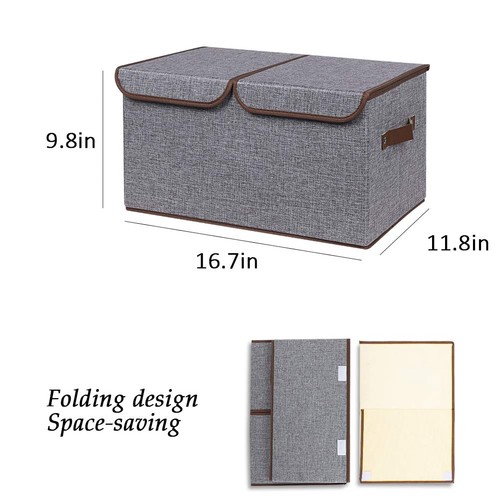 Large Storage Bins Linen Fabric Foldable Basket Cubes Organizer Storage ...