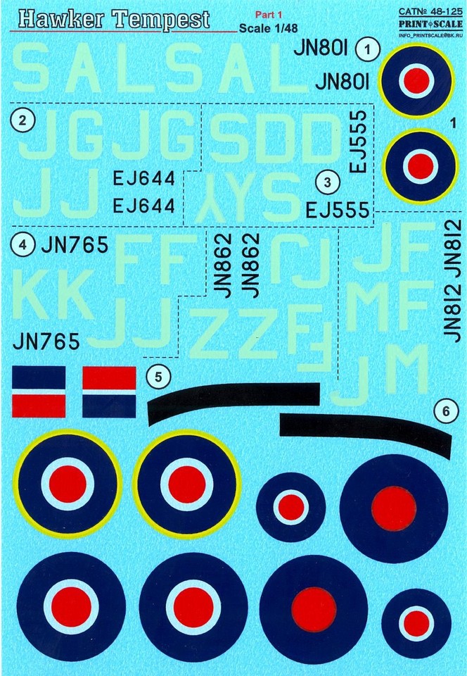 Print Scale Decals 1/48 HAWKER TEMPEST Part 1 | eBay