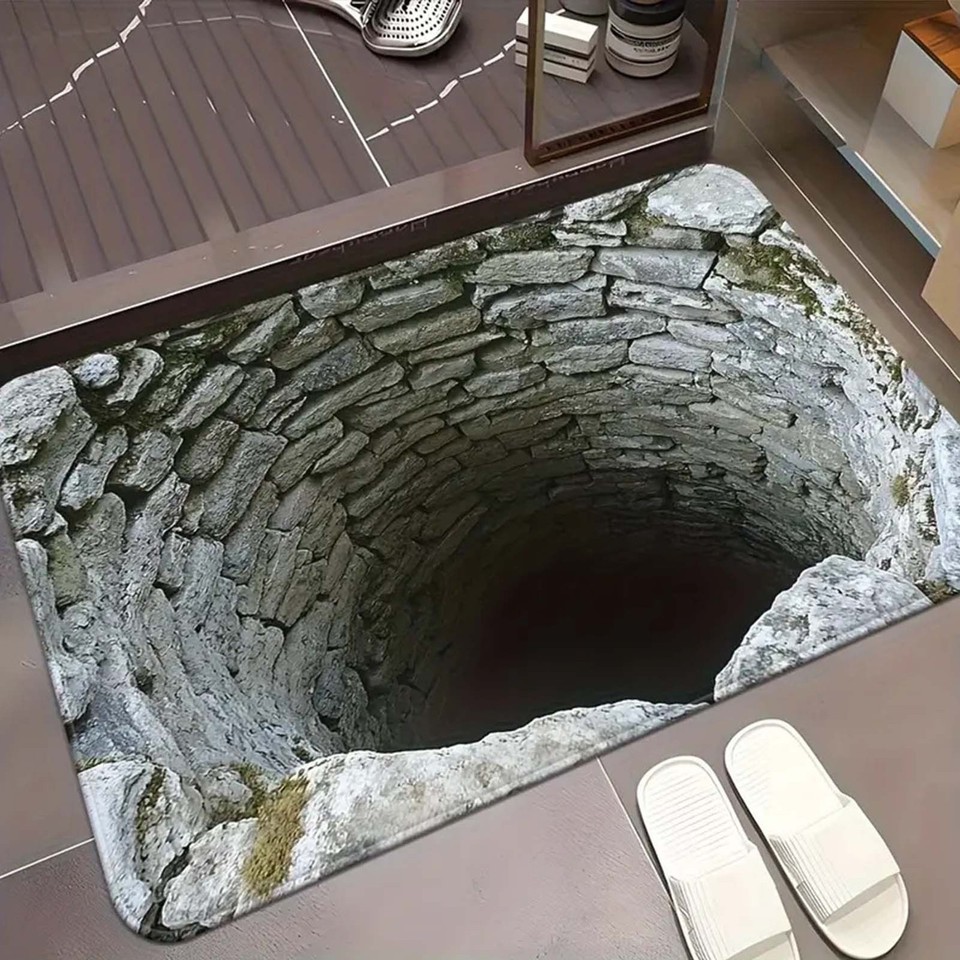 3D Rugs Optical Illusion Anti-Slip Hole Doormat 3D Illusion Hole Rug | eBay