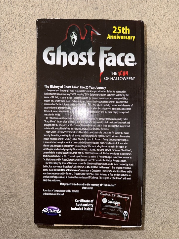 Scream Ghostface 25th Anniversary Fun World Limited Silver Edition ...