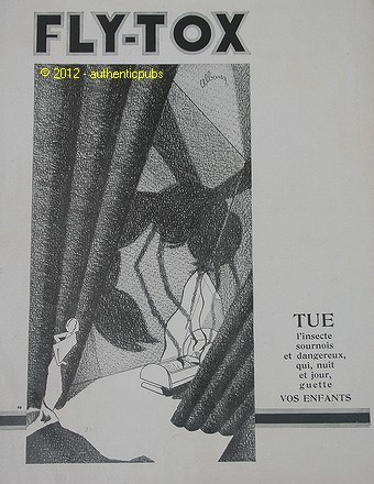PUBLICITE ANCIENNE 1929 FLY TOX INSECTICIDE INSECTE SOURNOIS ALBANS AD ...