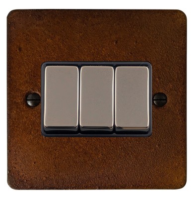 G&H FRT303 Flat Plate Rust 3 Gang 1 or 2 Way Rocker Light Switch | eBay UK