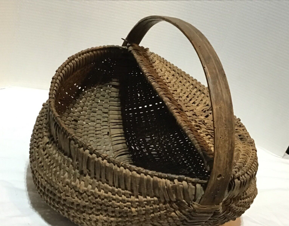 Antique Hand Woven Southern Farm Large Buttock 15” Egg Fruit Vegetable ...