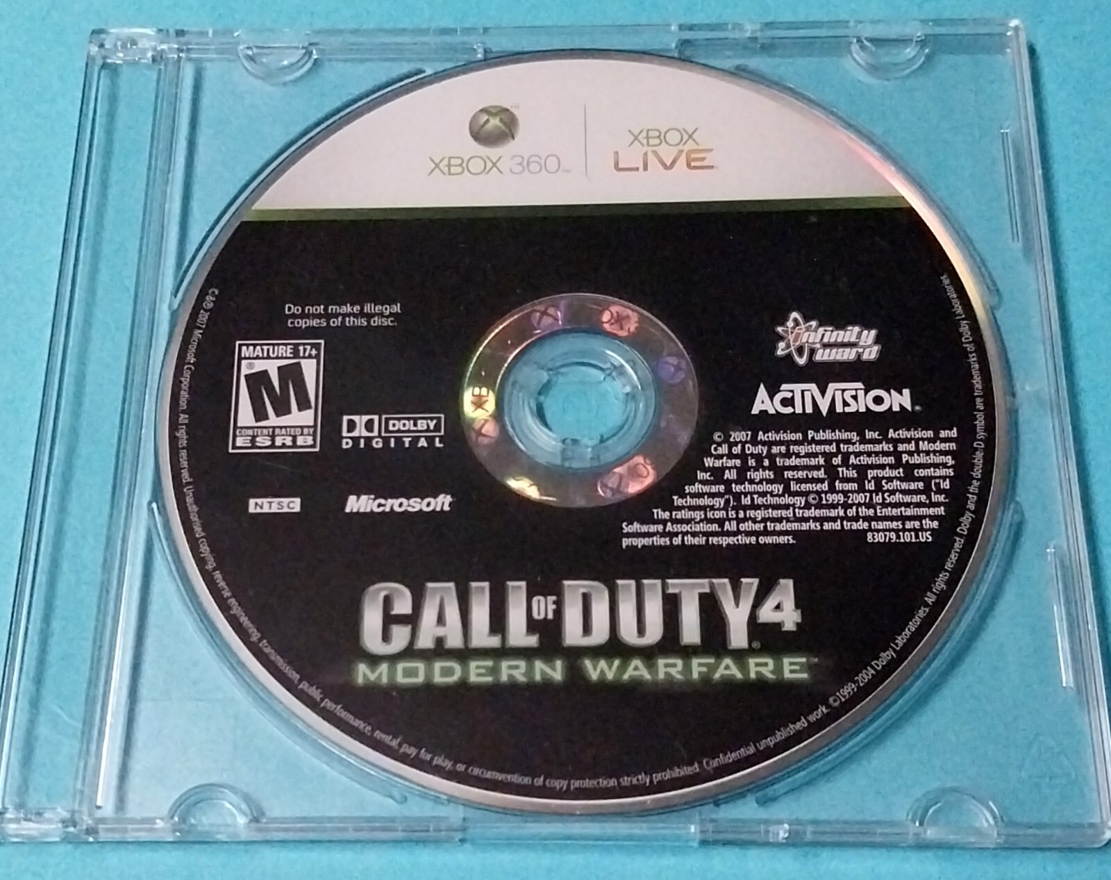 CALL OF DUTY 4 Xbox 360 Game Disc Only 2007 Modern Warfare Military COD ...
