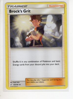 BROCK'S GRIT TRAINER TEAM UP SUN & MOON SET POKEMON CARD 135/181 MP | eBay
