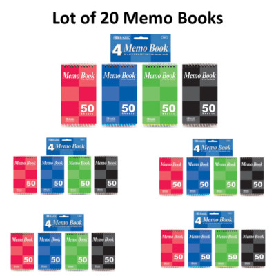 Lot of 20 Memo Books, 50 Sheets 3" X 5" Top Bound Spiral Memo Books ...
