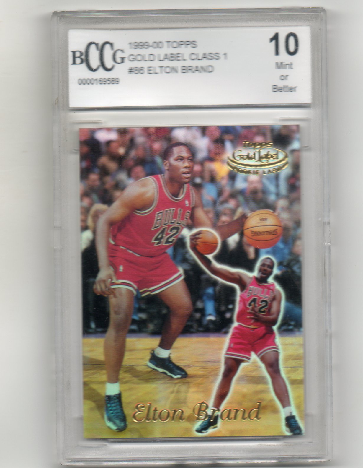 ELTON BRAND 1999-00 TOPPS GOLD LABEL CLASS 1 RC BCCG GRADED 10 MINT OR ...