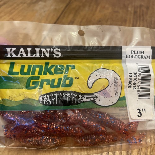 10-Pack Kalin's 3G10-514 Lunker Grub Plum Hologram, 3" Grub Curly Tail ...