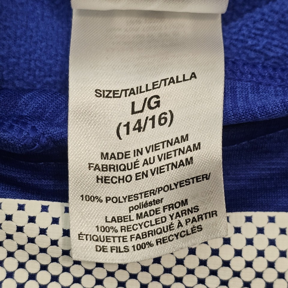 Adidas Youth L 14/16 Blue Hoodie Big Logo 3-Stripes Pullover Sweatshirt ...