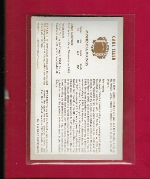 1970 Kelloggs Carl Eller ExMt | eBay