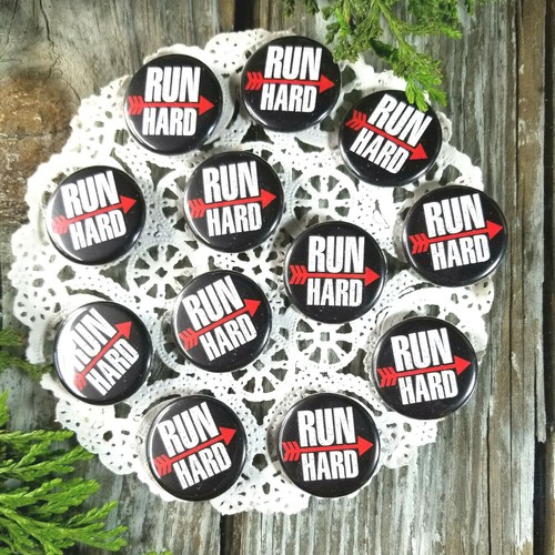 10 Run Hard Pins Badges 1 1/4" PINBACK Run Track Marathon Running Relay ...