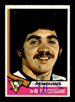 1974-75 O Pee Chee #188 Ron Stackhouse Autograph Signed Card Pittsburgh ...