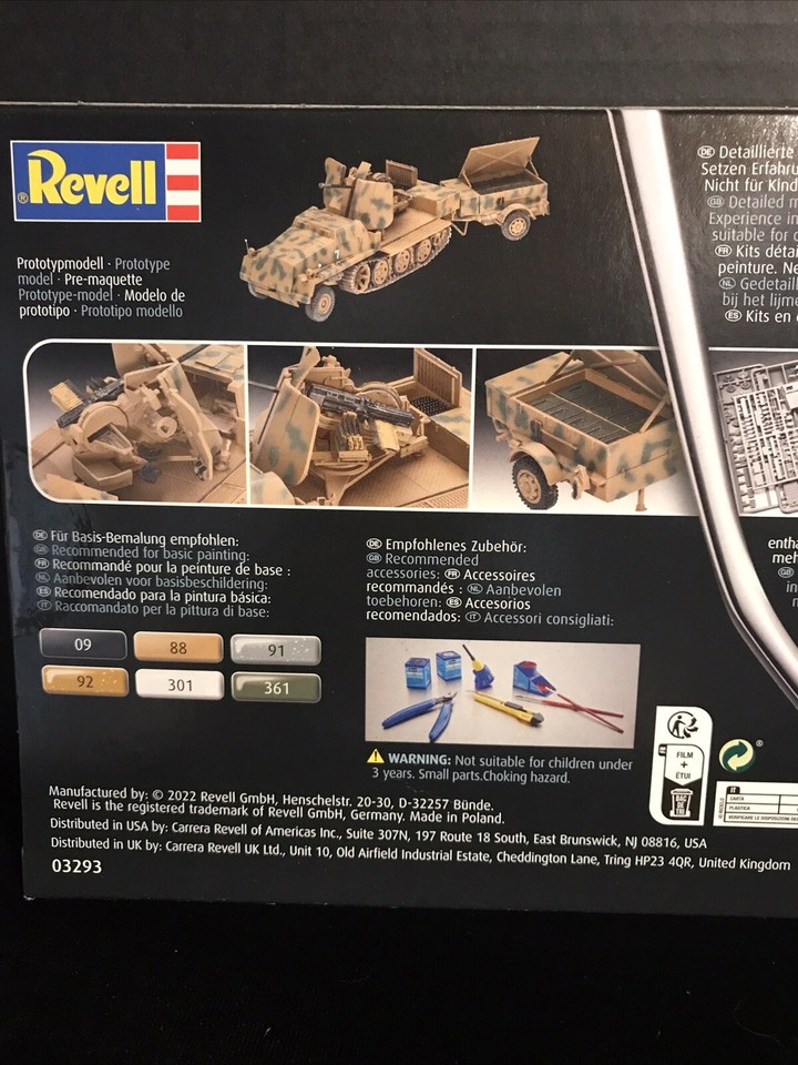 REVELL 03293 sWS with FLAK 43& Sd.Ah.58 AMMO TRAILER MODEL KIT-NIB-1:72 ...