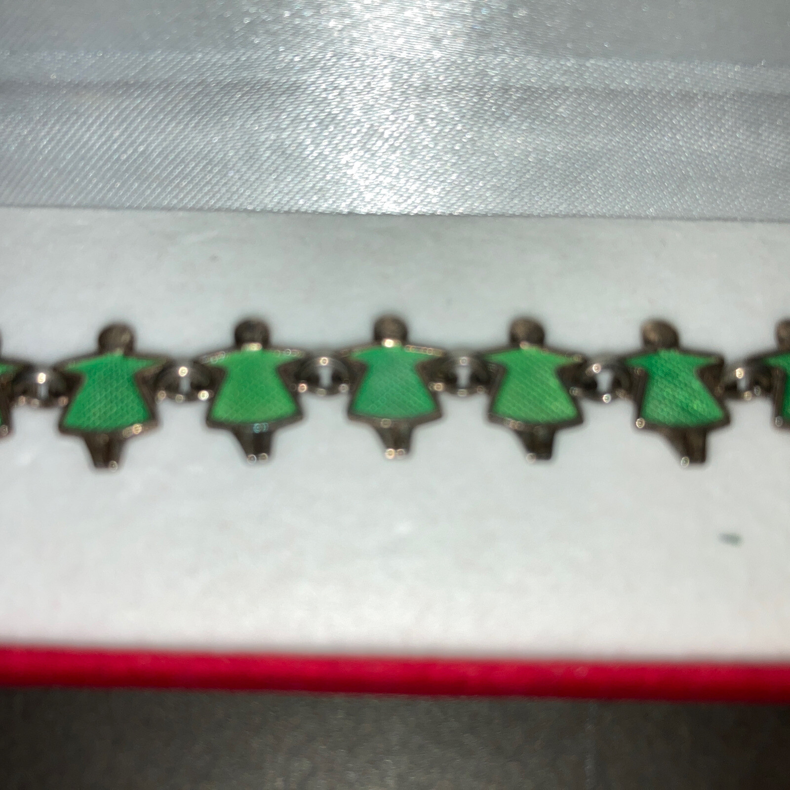 Vintage MEKA Sterling Denmark Green Enamel “Paper Dol… - Gem