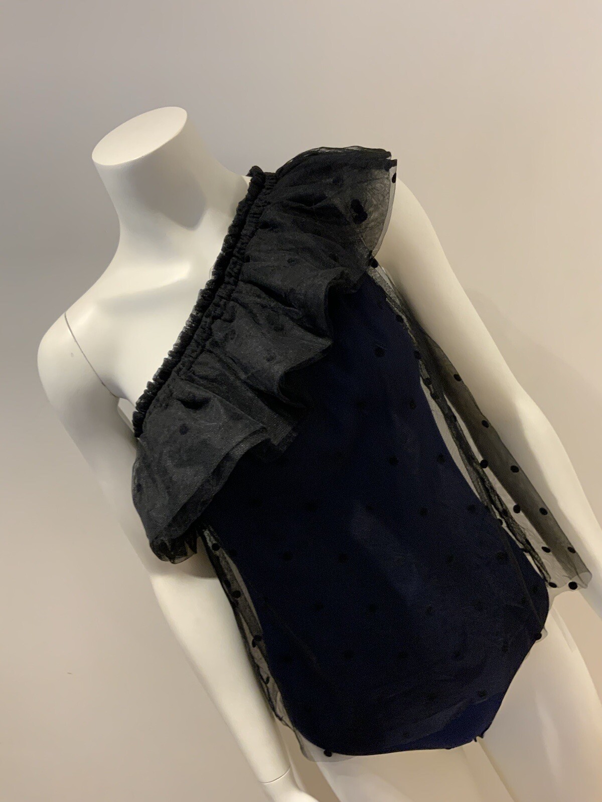 MAJE Lowers one-shoulder tulle ruffle body top Size 3 L large | eBay