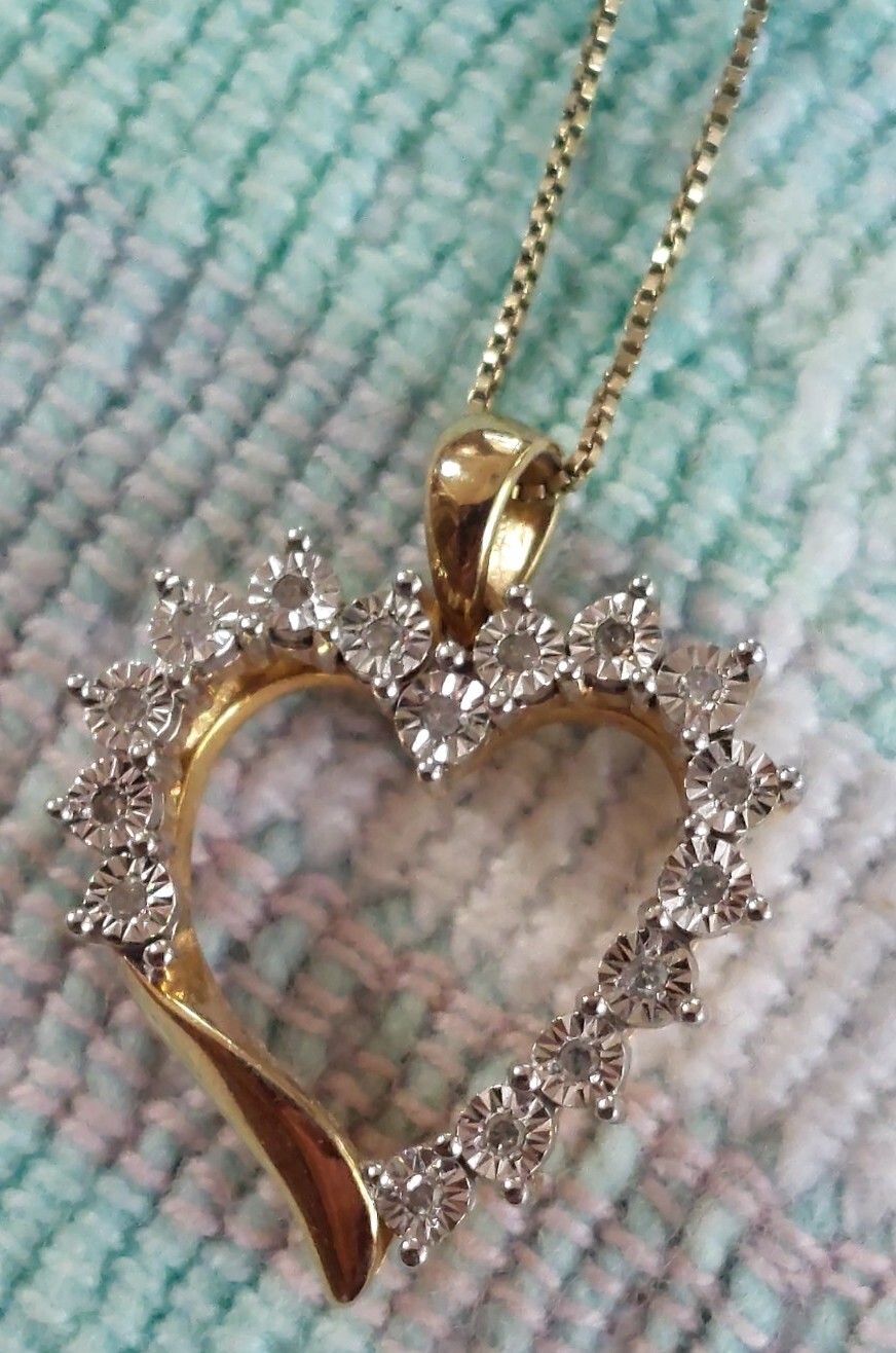 KA 1772 925 Italy Signed 18" Goldtoned Necklace & Heart Pendant Signed ...