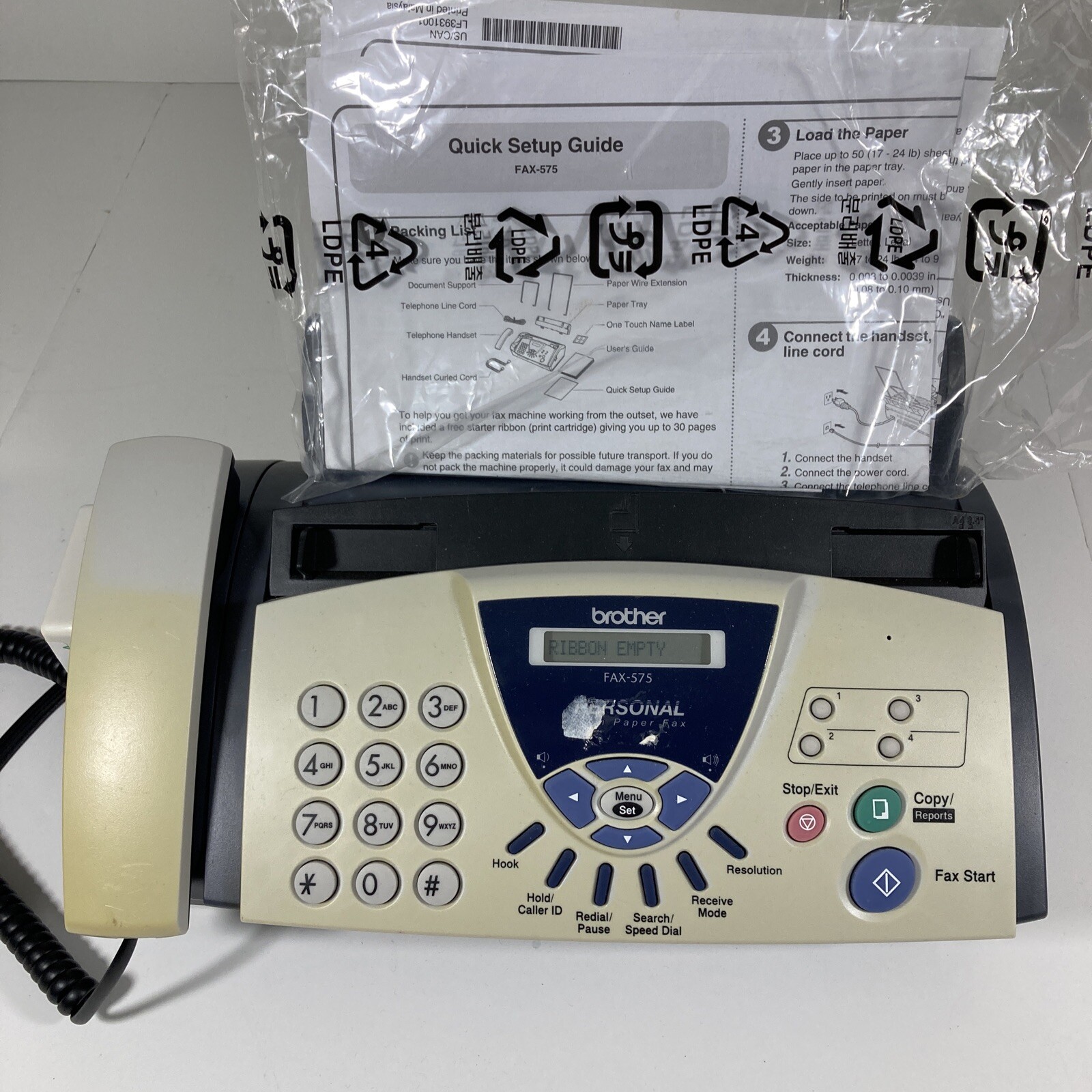 Brother FAX-575 Personal Small Business Fax-Copy-Phone All In One Needs ...