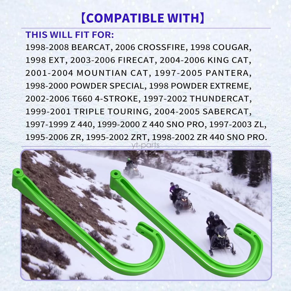 Fit Green Arctic Cat Snowmobile Ski Handles Ski Loops Set Z ZL ZRT Fire ...