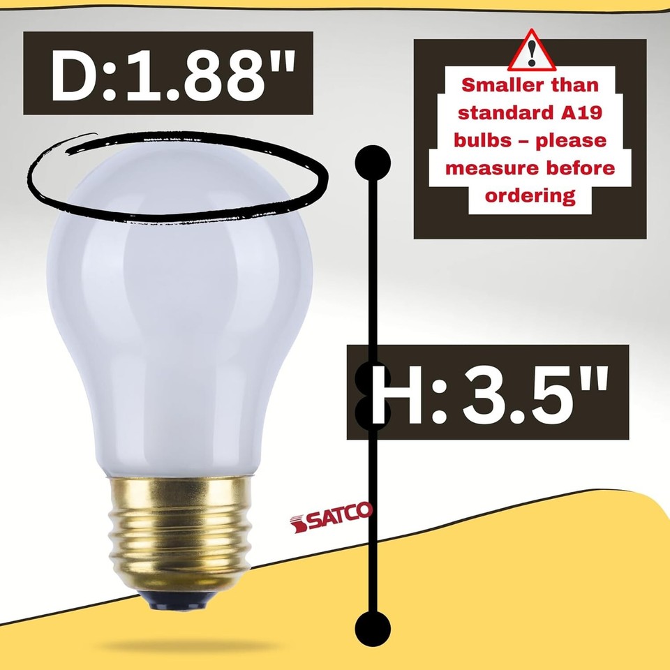Satco S4881- 40 Watt A15 Appliance Light bulb - 130V - 2700K (6, 12 or ...