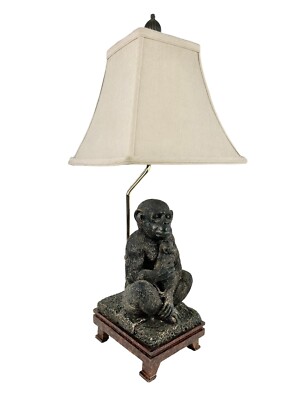 VTG Monkey Holding Baby Chimp On Pedestal Lamp | eBay