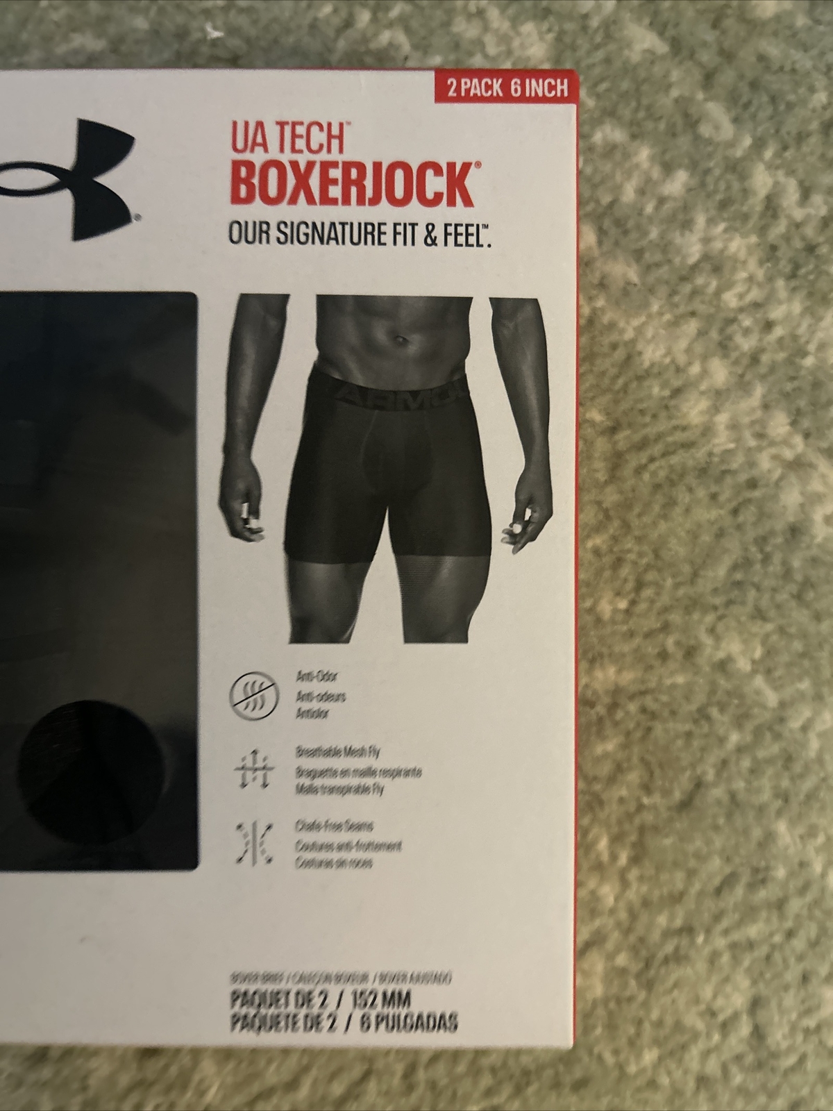Under Armour Men's Tech 6" Boxerjock - Size 2XL, Black (Pack of 2) for ...