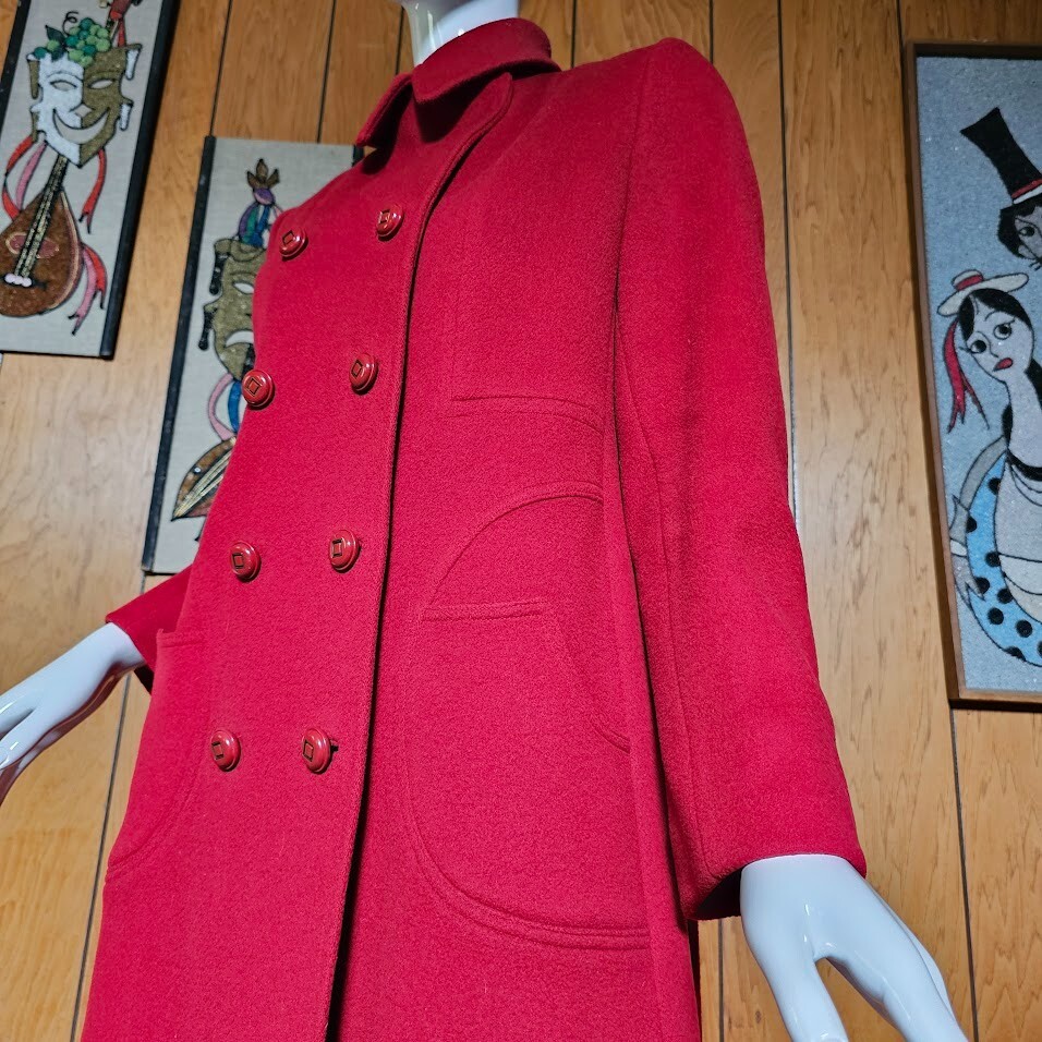 Vtg 60s Mod Winter Space Age Moon Pockets Red Wool Dress Long A Line ...