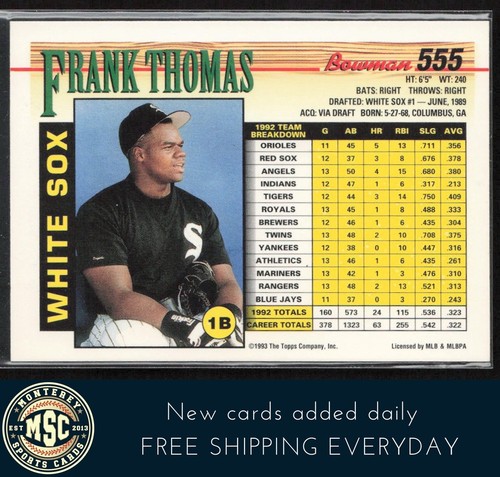 Frank Thomas 1993 Bowman #555 Chicago White Sox | eBay