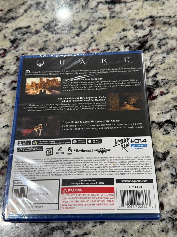 Quake - Limited Run #014 for PlayStation 5 PS5 NEW + FREE US SHIPPING ...
